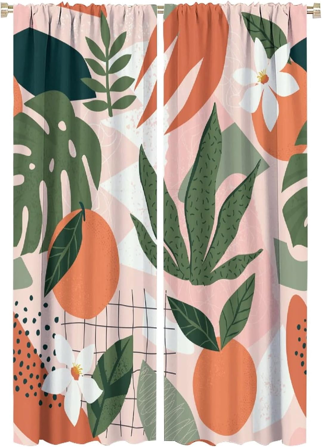 Fruit Blackout Curtains Vintage Cute Fun Orange Abstract Art Print for ...
