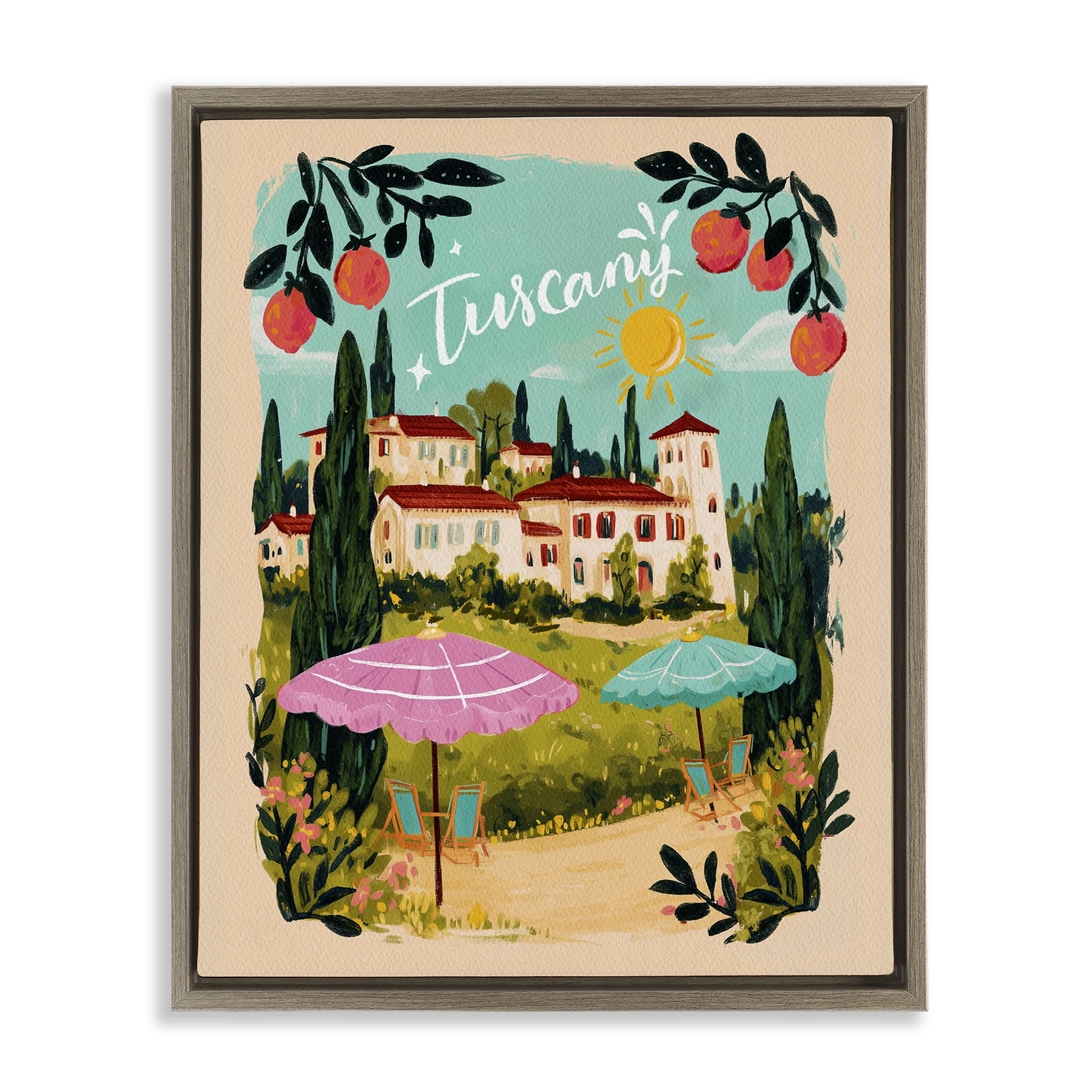 Fruit Bordered Tuscany Brown Framed Floater Canvas Wall Art, design by ...