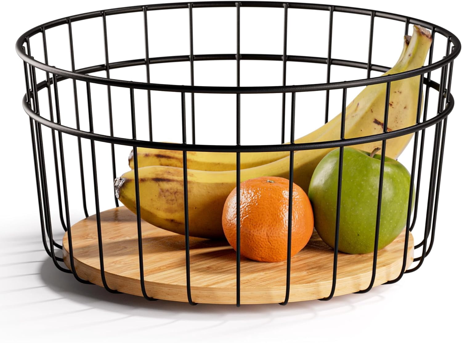 Fruit Bowl for Kitchen Counter - 10"W Metal & Wood Modern Fruit Bowl ...