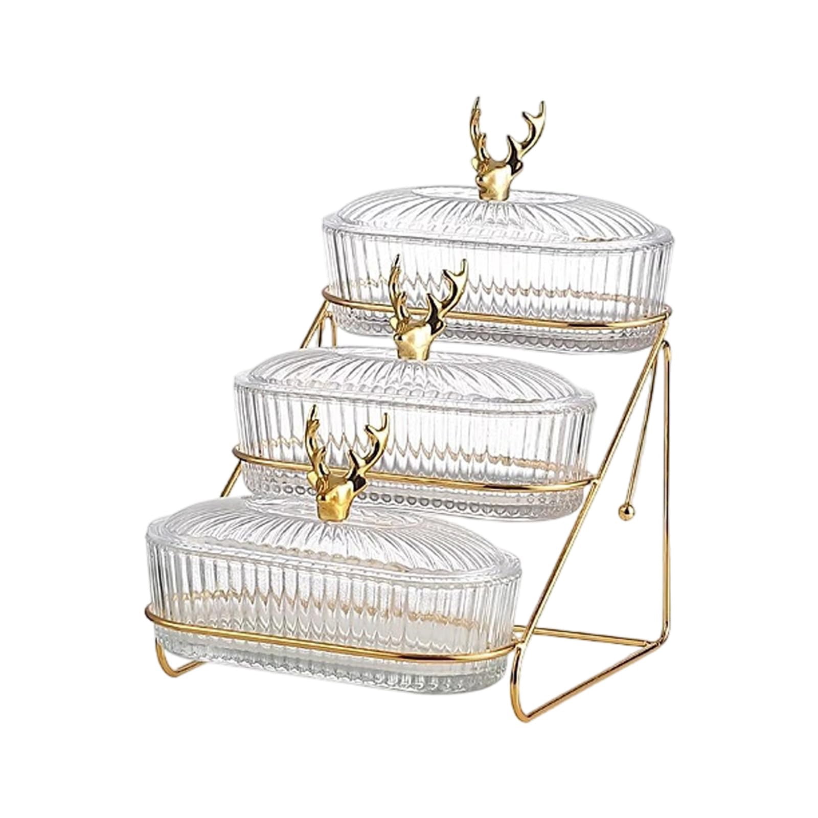 Fruit Bowl for Kitchen Counter, Candy Dish with Lids 3 Compartment ...