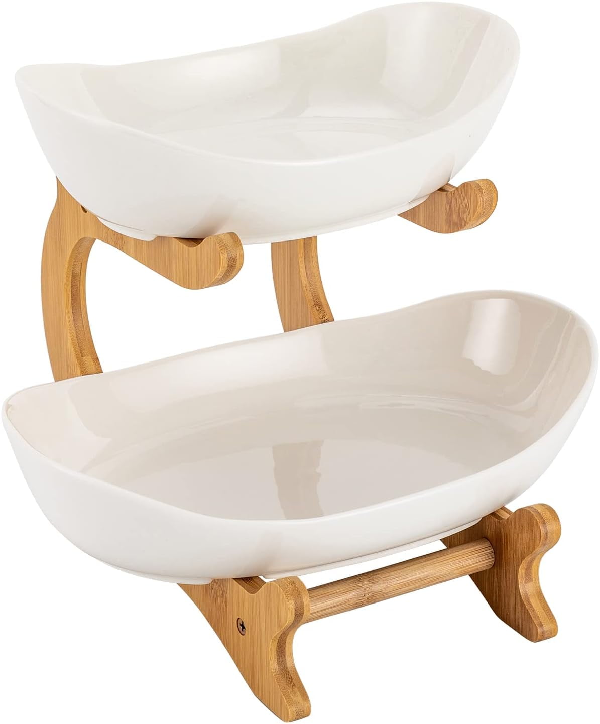 Fruit Bowl for Kitchen Counter, Fruit Bowl Basket, 2 Tier Ceramic ...