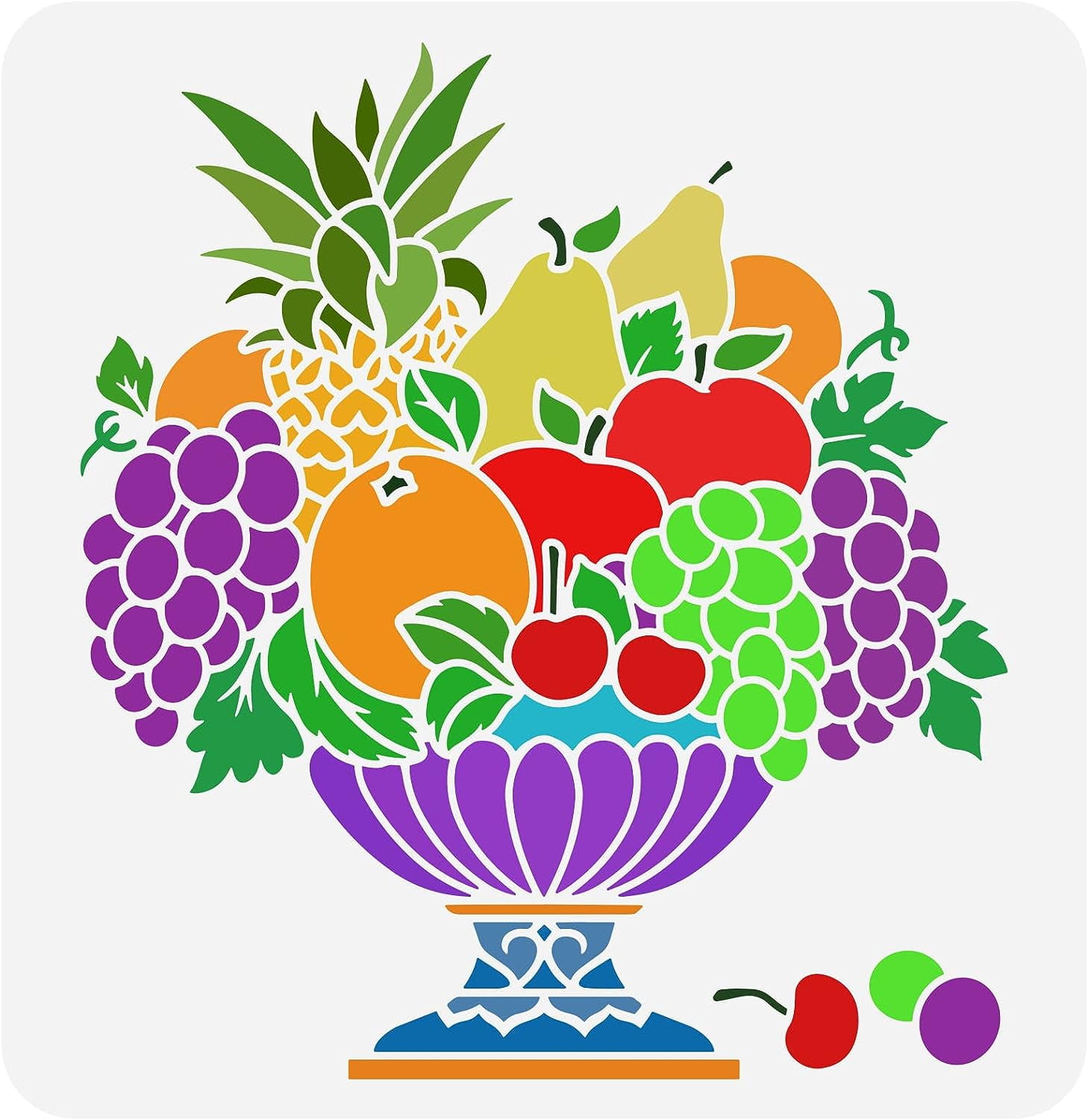 Fruit Bowl Stencil 11.8x11.8inch Reusable A Plate of Fruit Drawing ...