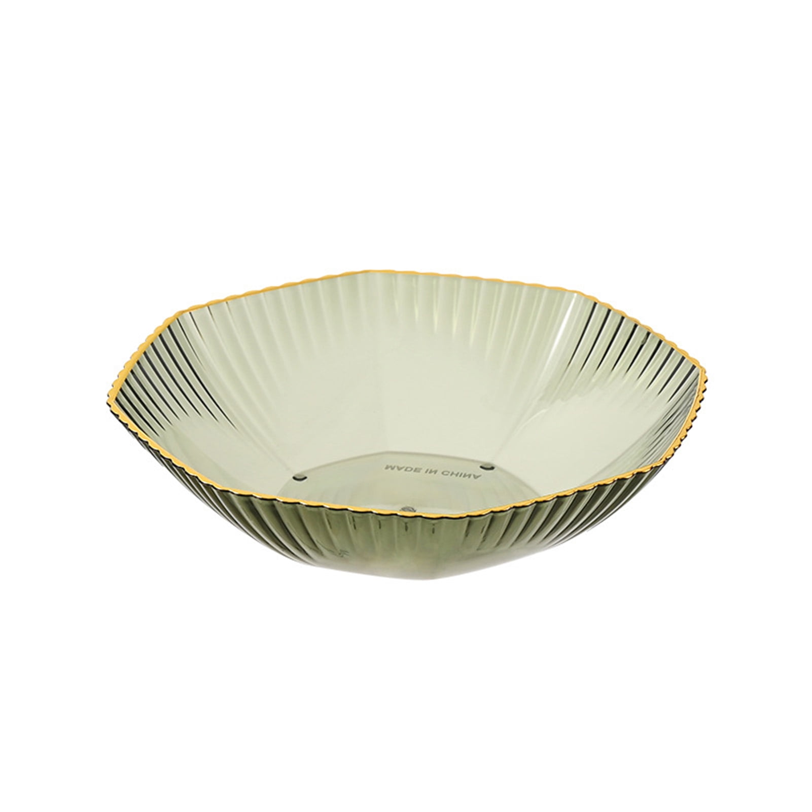 Fruit Bowl Transparent Golden Edge Large Capacity Food Grade Wide Mouth ...