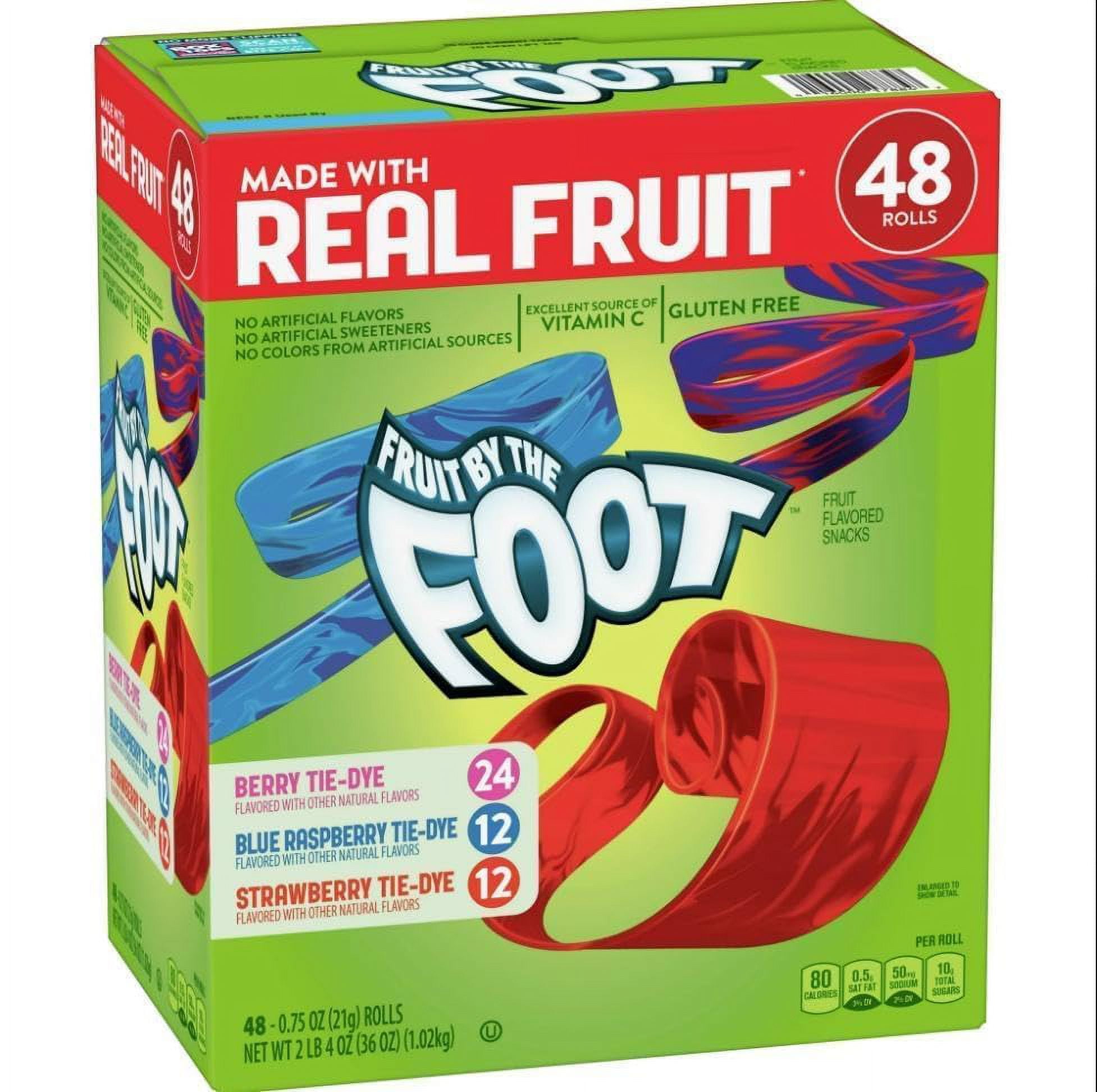 Fruit By The Foot, 0.75 oz, 48 count, Variety pack of 24 Berry, 12 ...