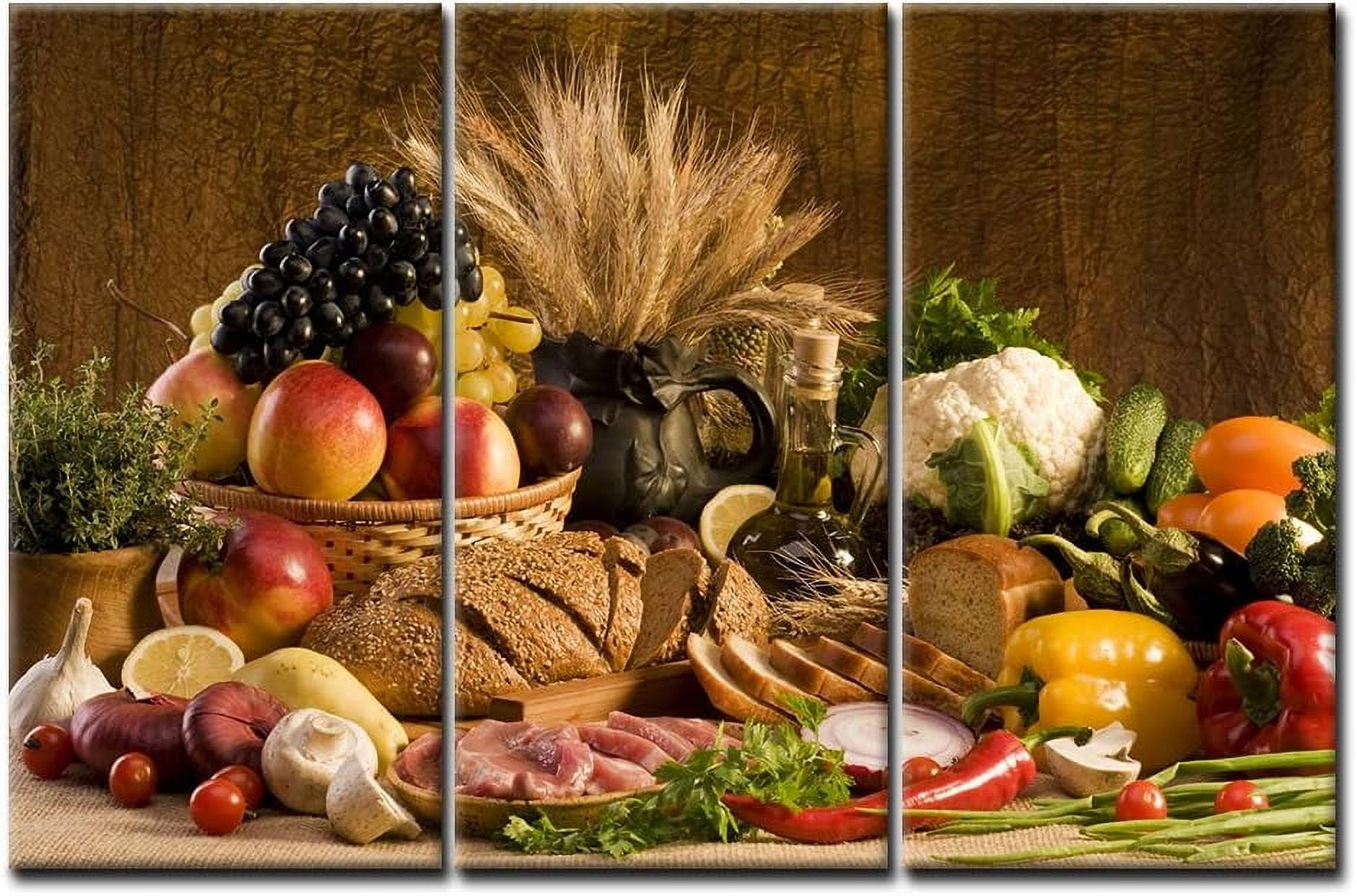 Fruit Canvas Food Wall Art for Dining Room 4 Panels Modern Kitchen Art ...