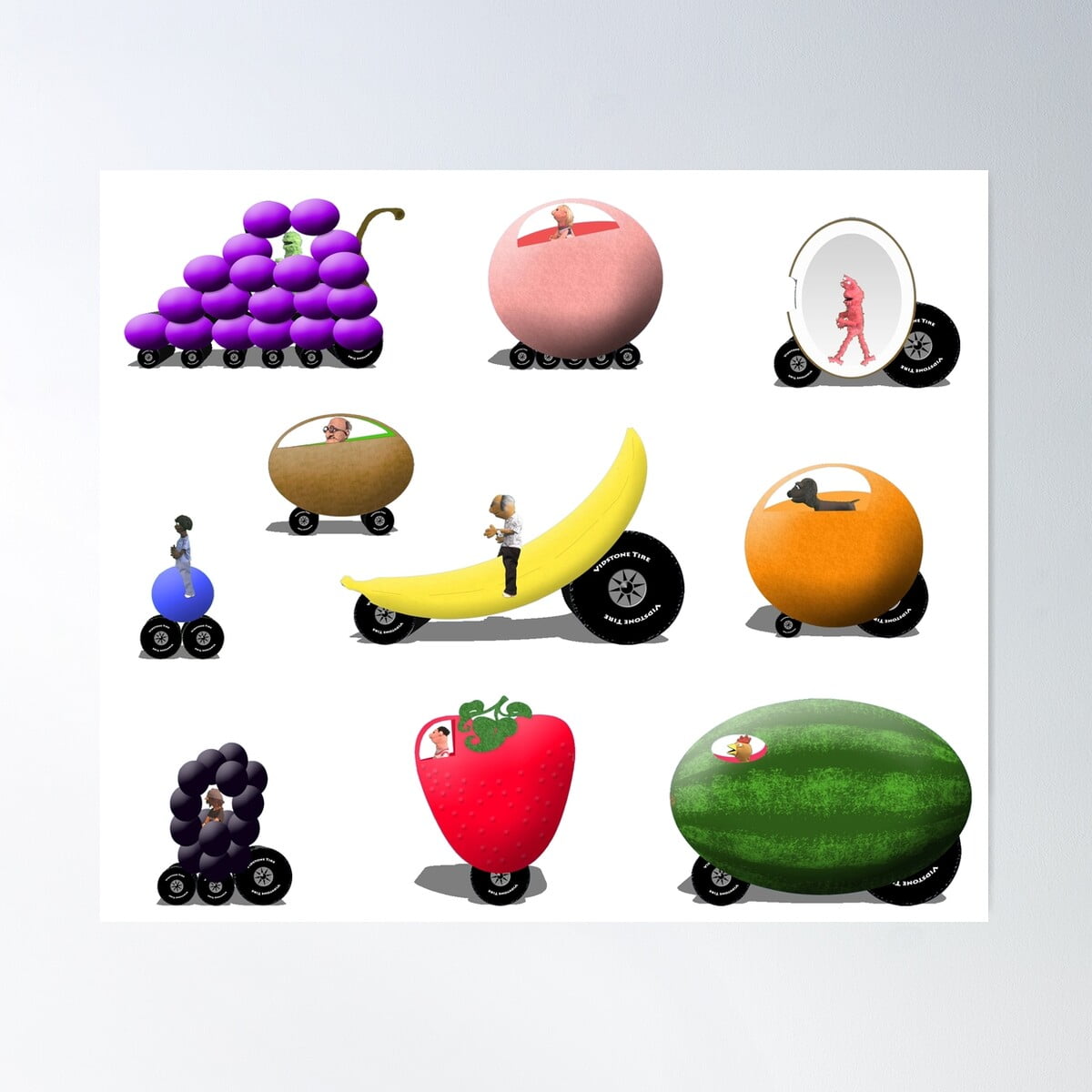 Fruit Cars With Timmy Uppet And Friends Poster Wall Art, Modern Wall ...