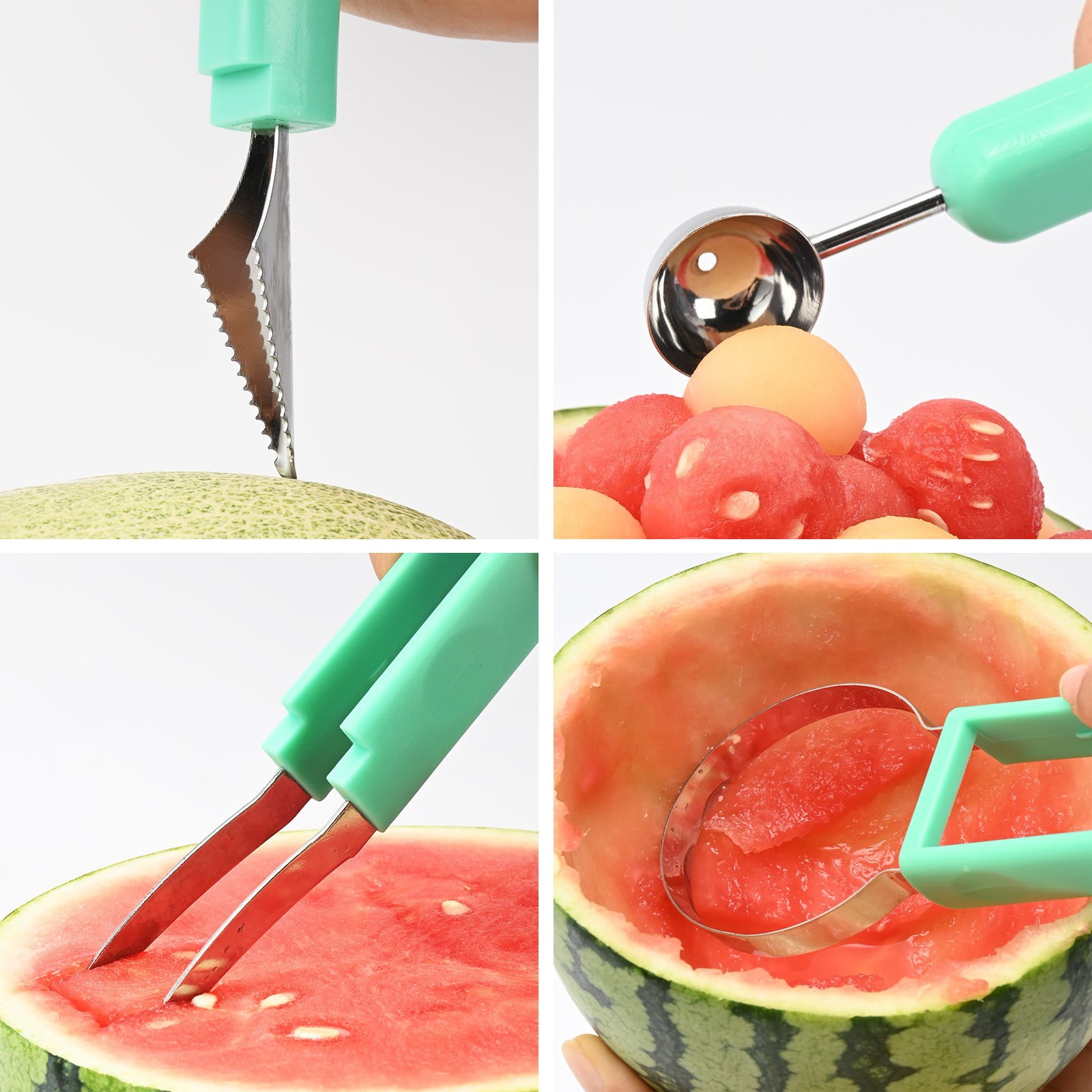 Fruit Carving Tools,Melon Baller Scoop,4 In 1 Stainless Steel Fruit ...