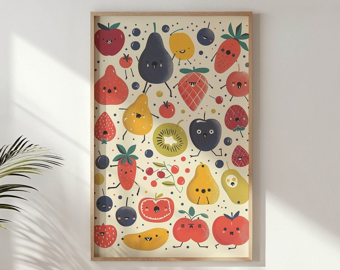 Fruit Characters Nursery Wall Art ~ Playful Kids Posters Decor ...