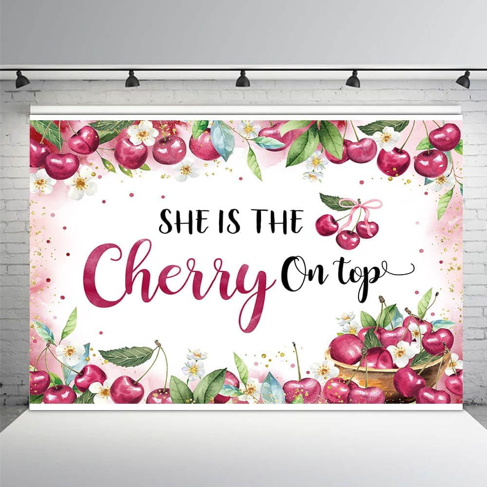Fruit Cherry Backdrop, Cherry on Top Baby Shower Decorations Cherry Theme Bridal Shower Birthday ...