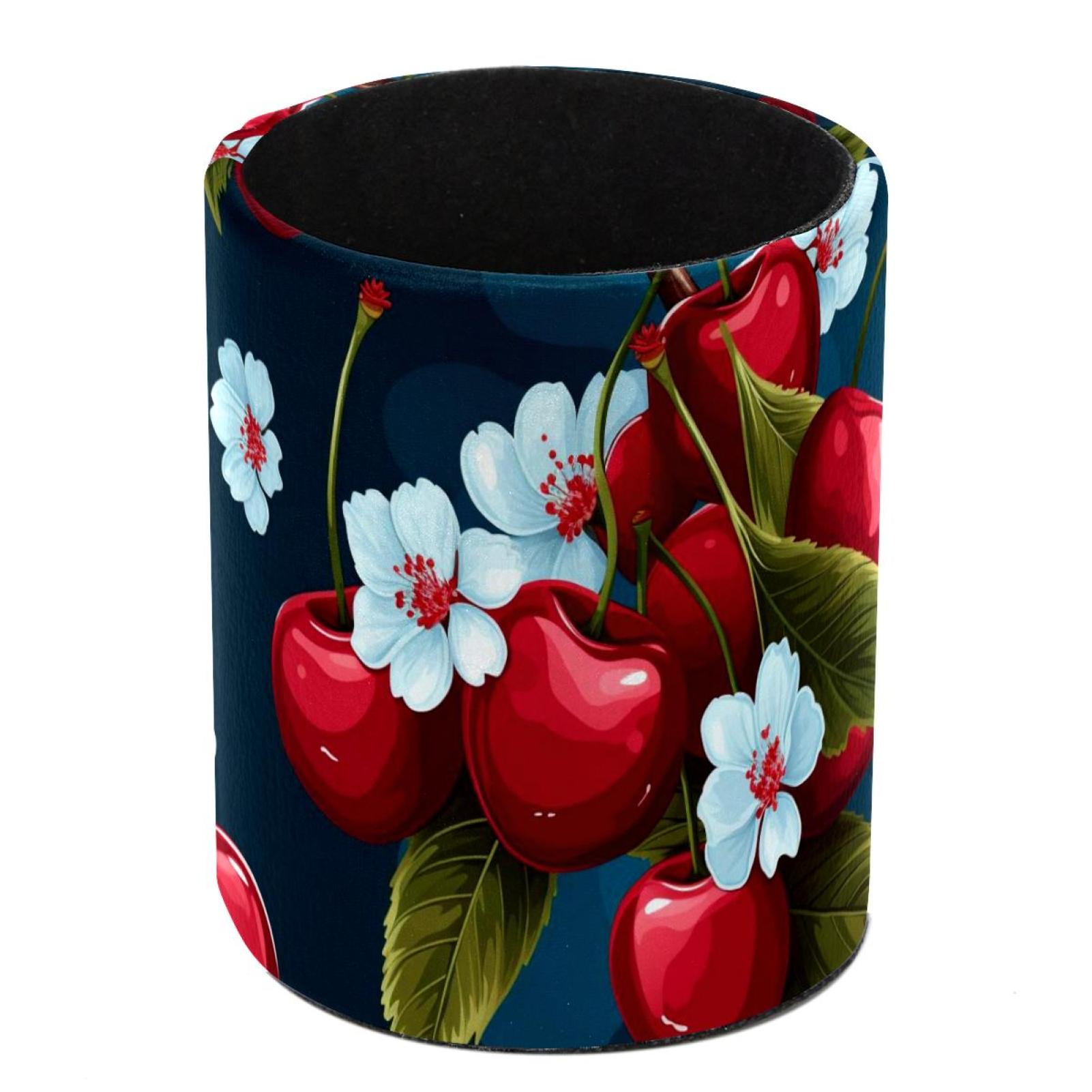 Fruit Cherry PVC Pen Holder Multi Pencil Holder for Desk Round Desktop ...
