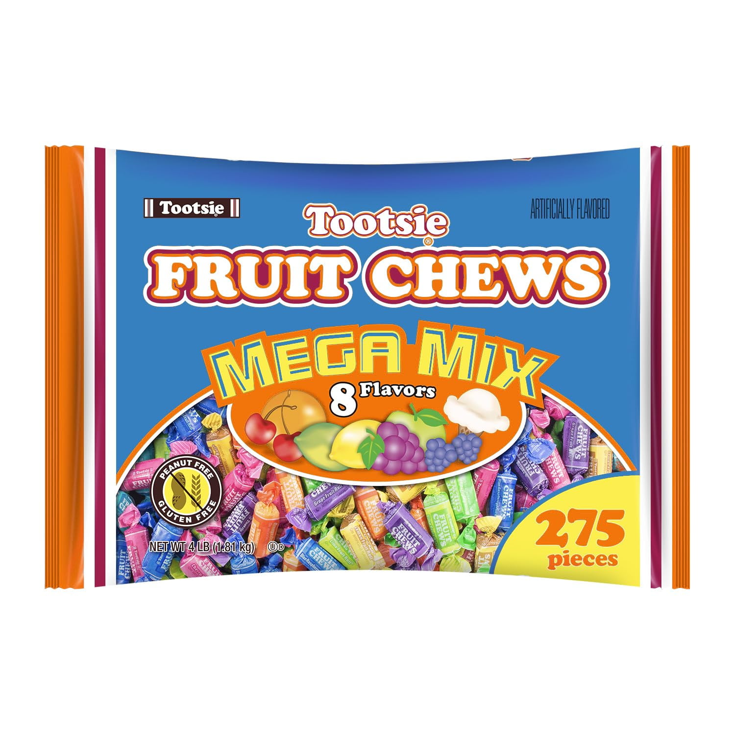 Fruit Chews Mega Mix 8 Flavors- 4 Pounds of Soft Fruity Rainbow Candy ...