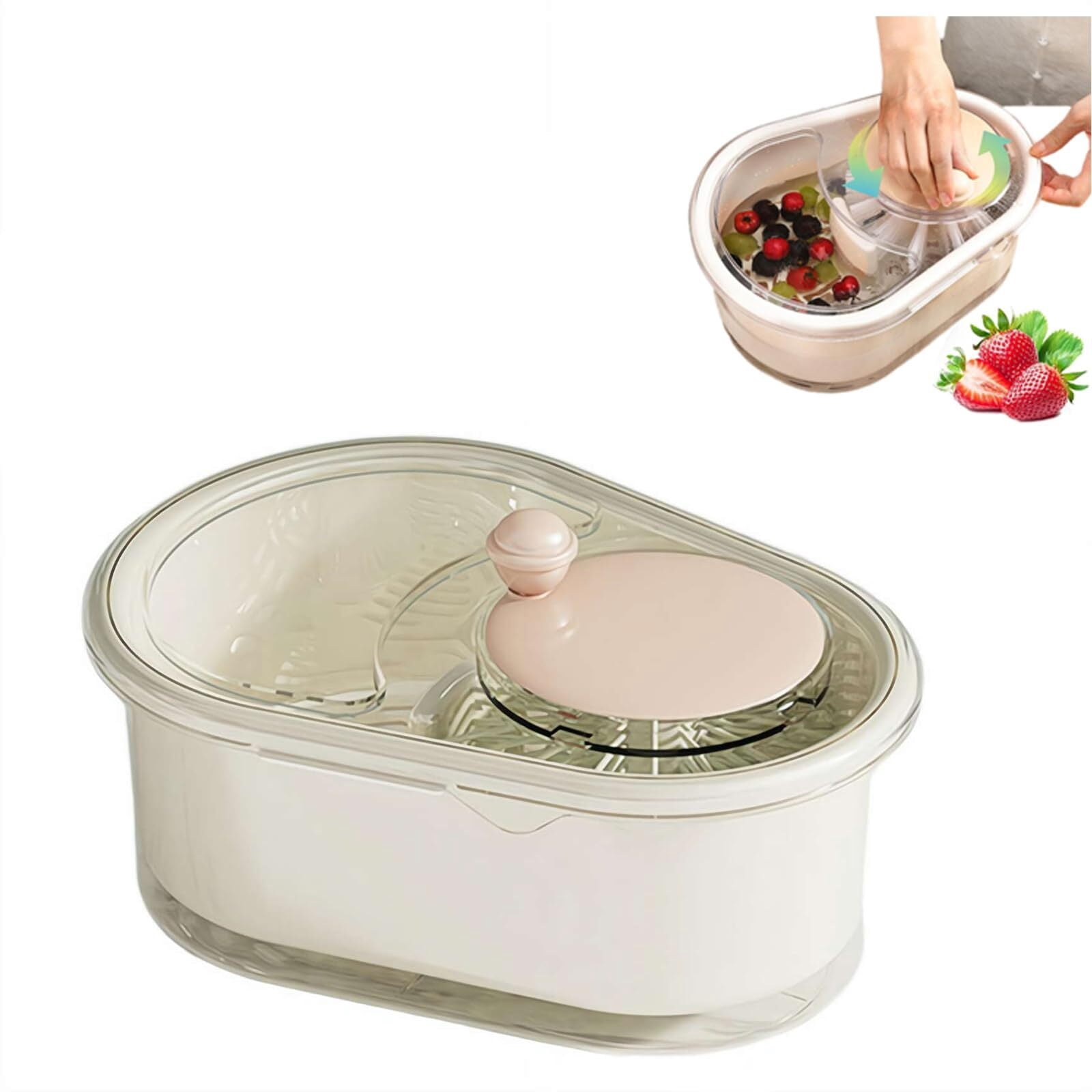 Fruit Cleaner Spinner, 2025 New Portable Fruit Scrubber with Lid, Fruit ...