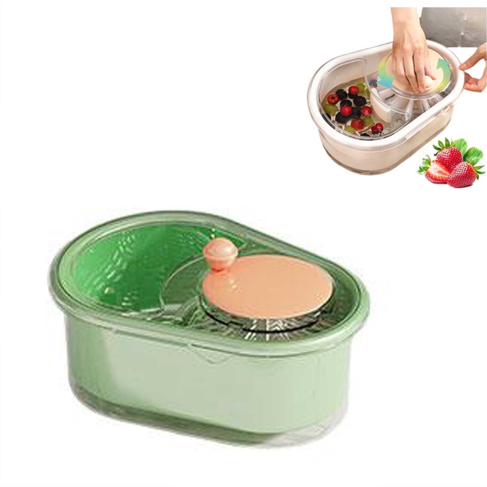 Fruit Cleaner Spinner, 2025 New Portable Fruit Scrubber with Lid, Fruit ...