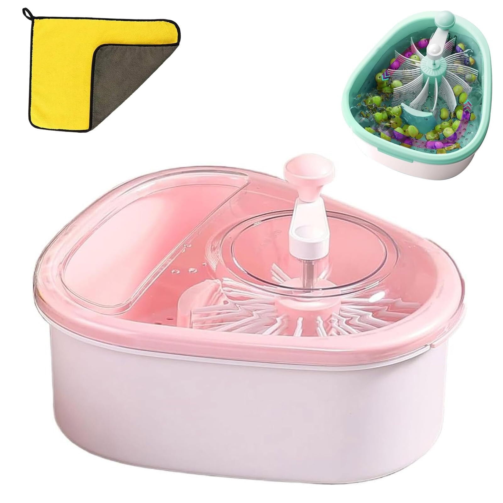 Fruit Cleaner Spinner with Brush, Portable Fruit Scrubber with Lid ...