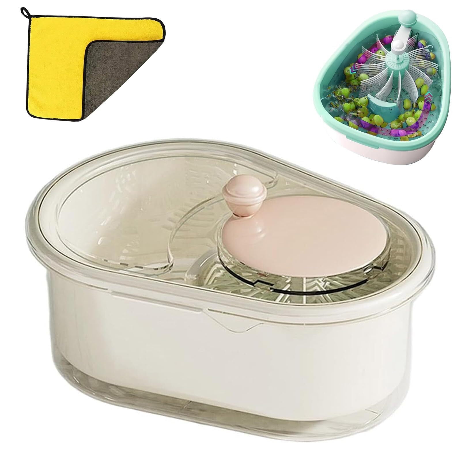 Fruit Cleaner Spinner with Brush, Portable Fruit Scrubber with Lid ...