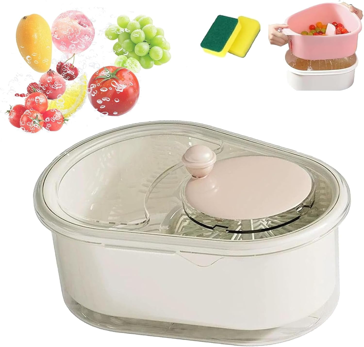 Fruit Cleaner Spinner, Manual Fruit Washer Spinner With Brush, 2025 ...