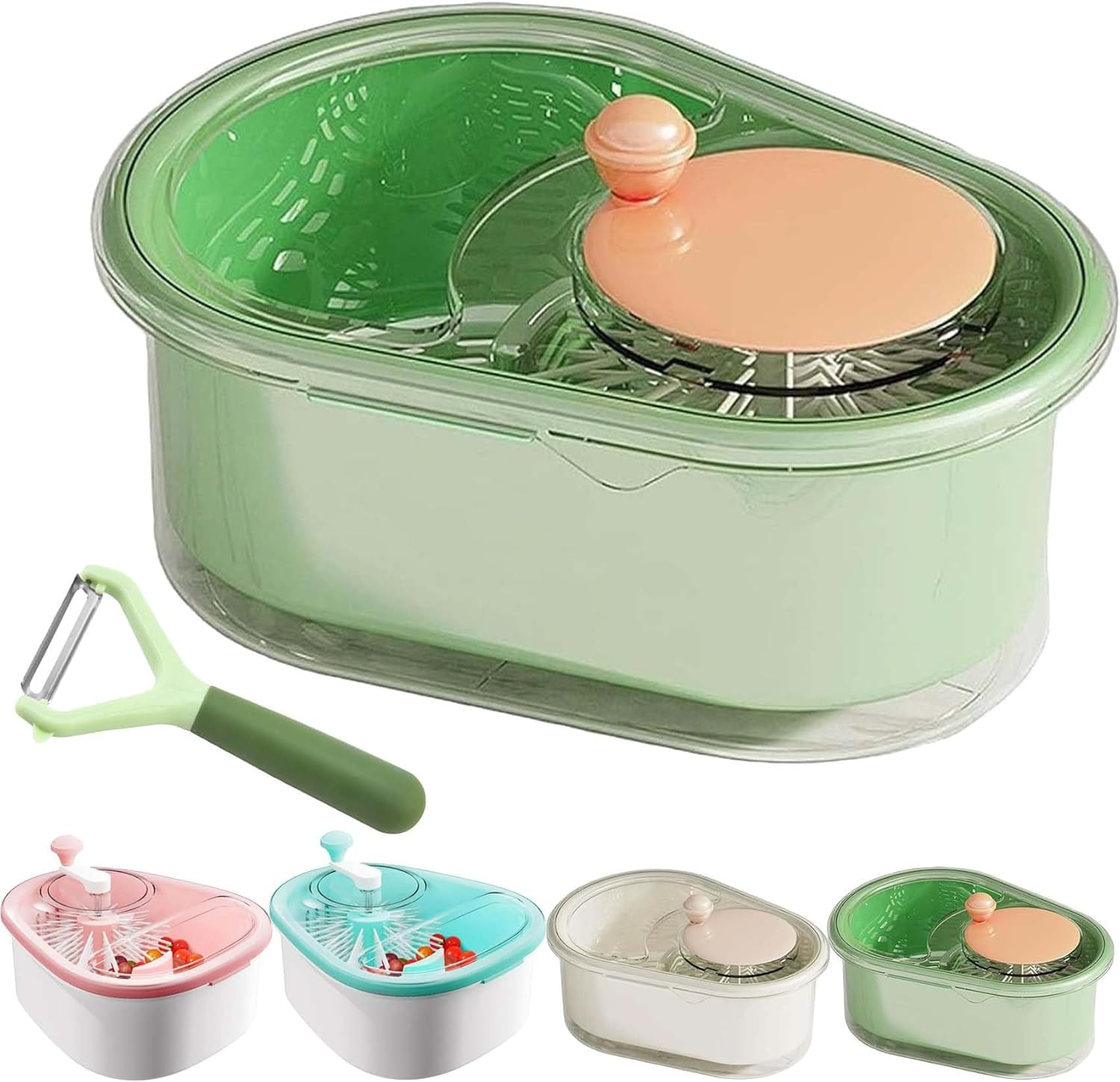 Fruit Cleaner Spinner, Portable Fruit Scrubber with Lid, Fruit Washer ...