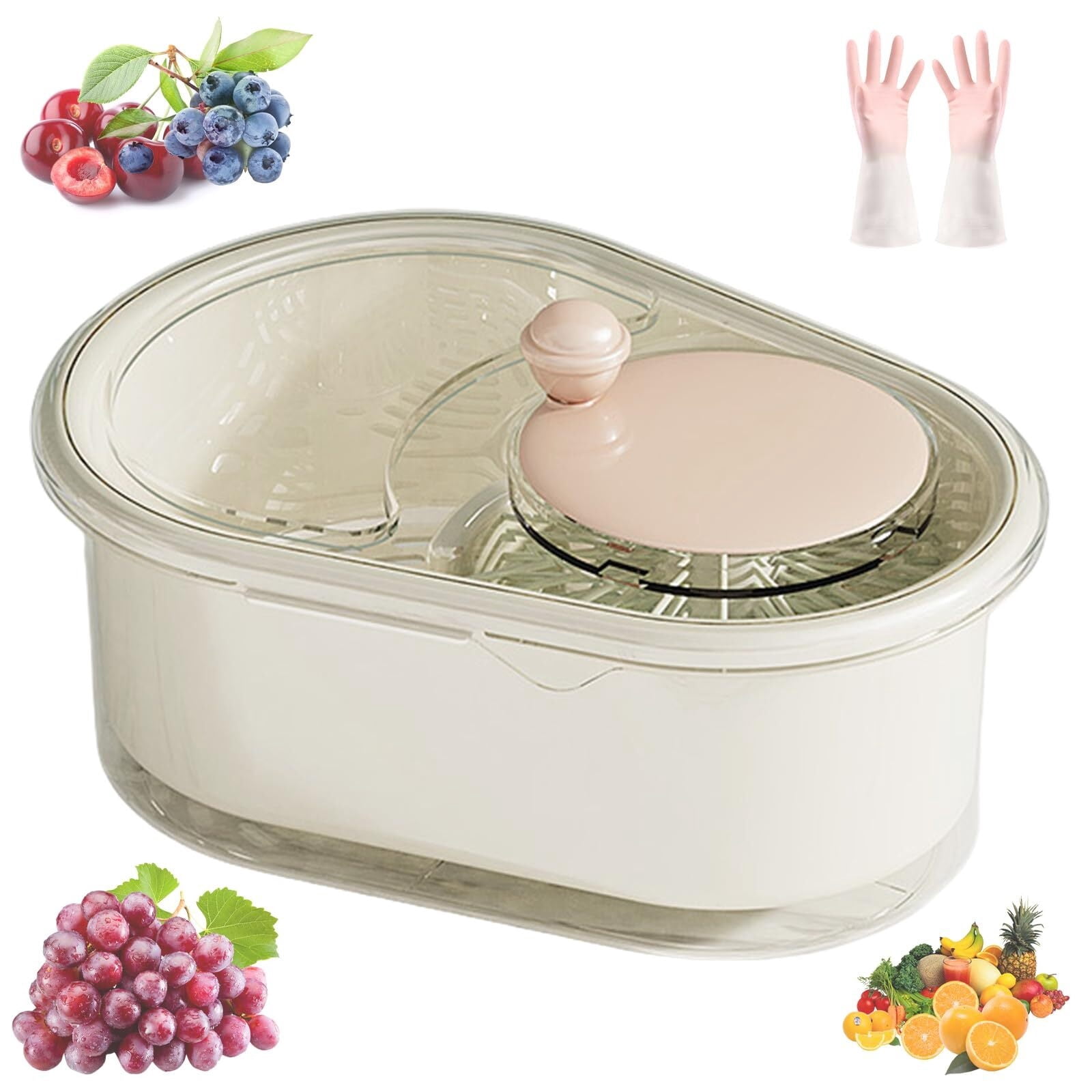 Fruit Cleaner Spinner, Portable Fruit Washer Spinner Bowl With Lid ...