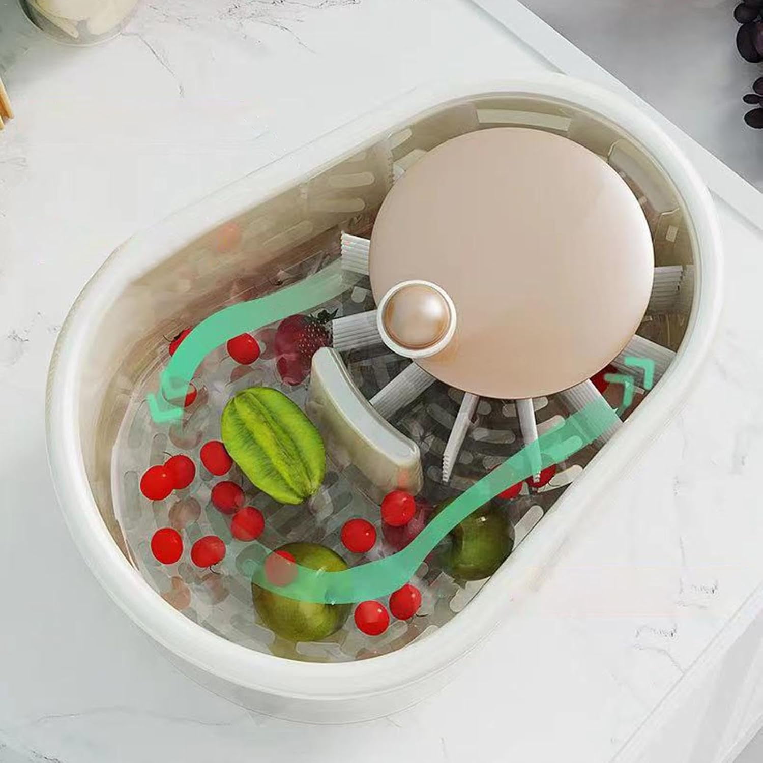 Fruit Cleaner Spinner, Portable Fruit Scrubber With Lid, Fruit Washer ...