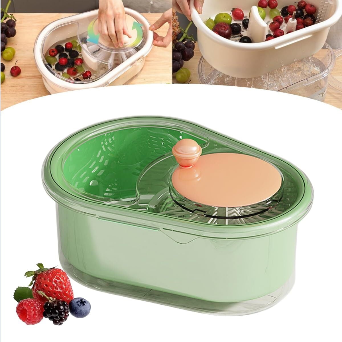 Fruit Cleaner Spinner, Strawberry Cleaner Bowl, 2025 New Fruits Washer ...