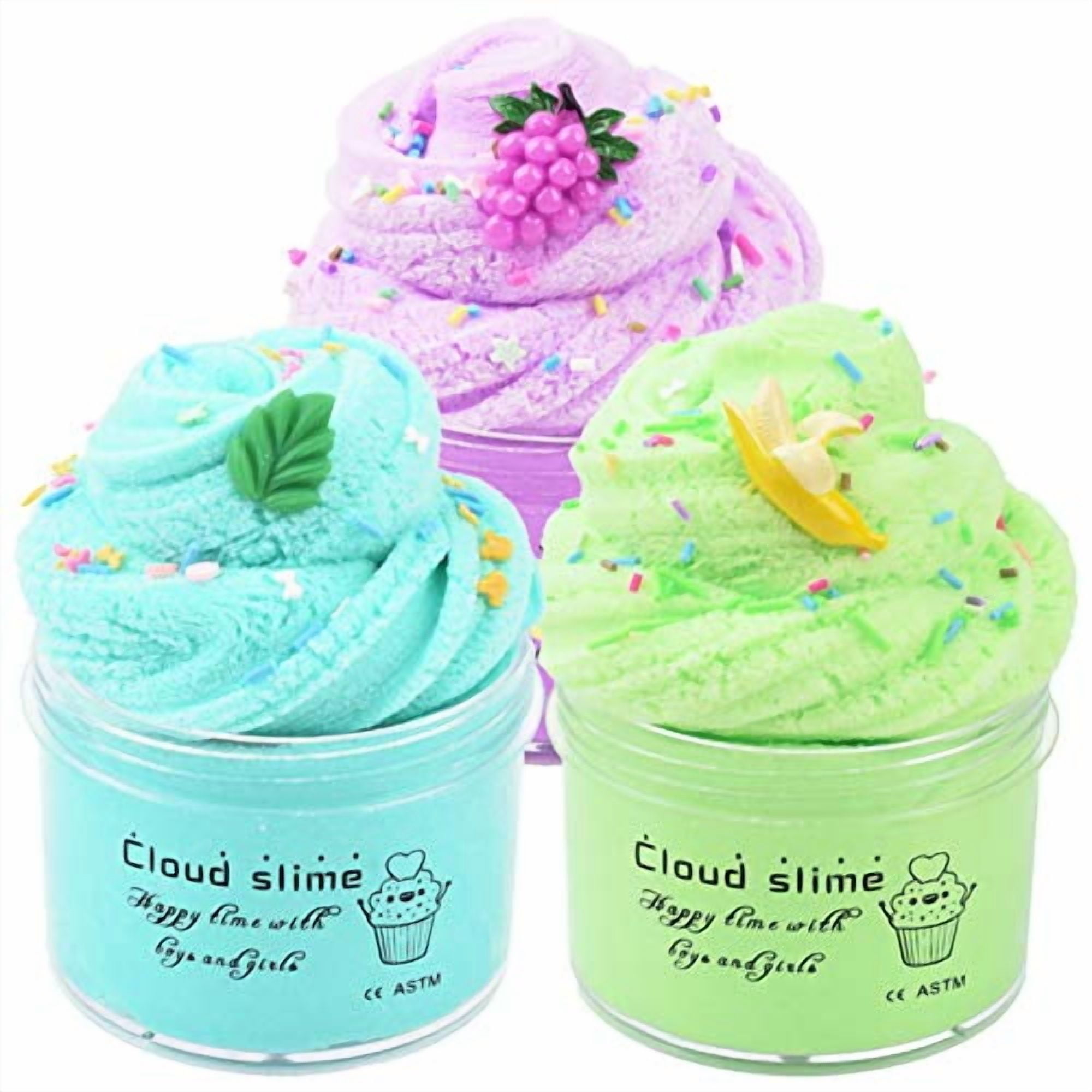 Fruit Cloud Slime Kit 3 Pack with Grape Slime Banana Slime and Mint ...