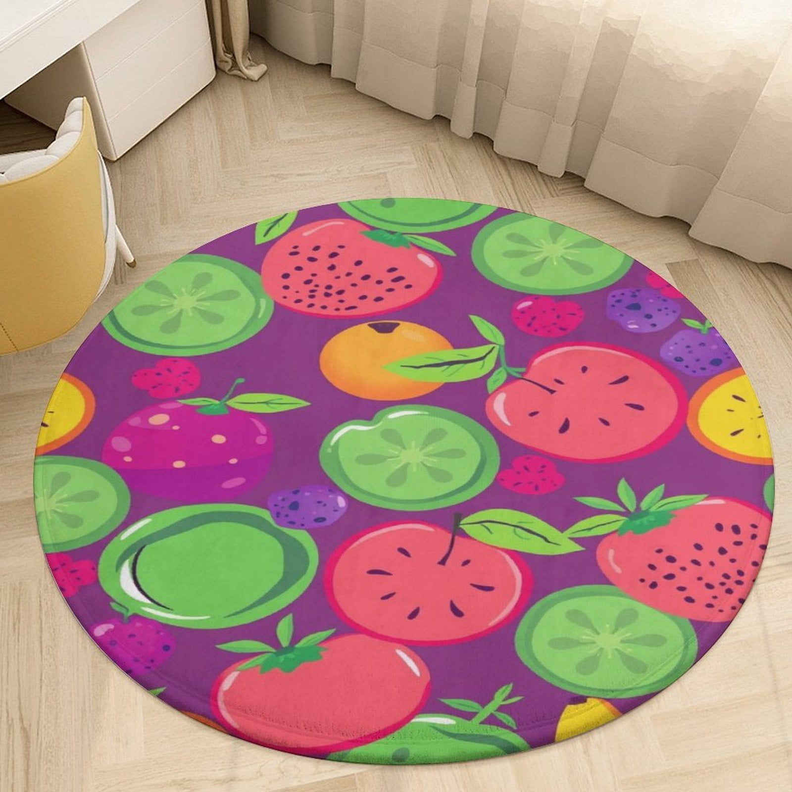 Fruit Colorful Pattern Round Carpets Modern Living Room Ration Rugs ...