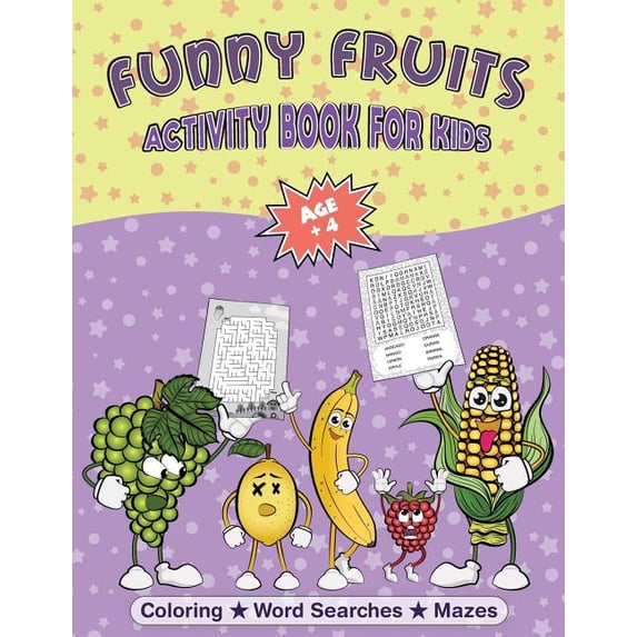 Fruit Coloring Book and Puzzles: Funny Fruits Activity Book for Kids ...