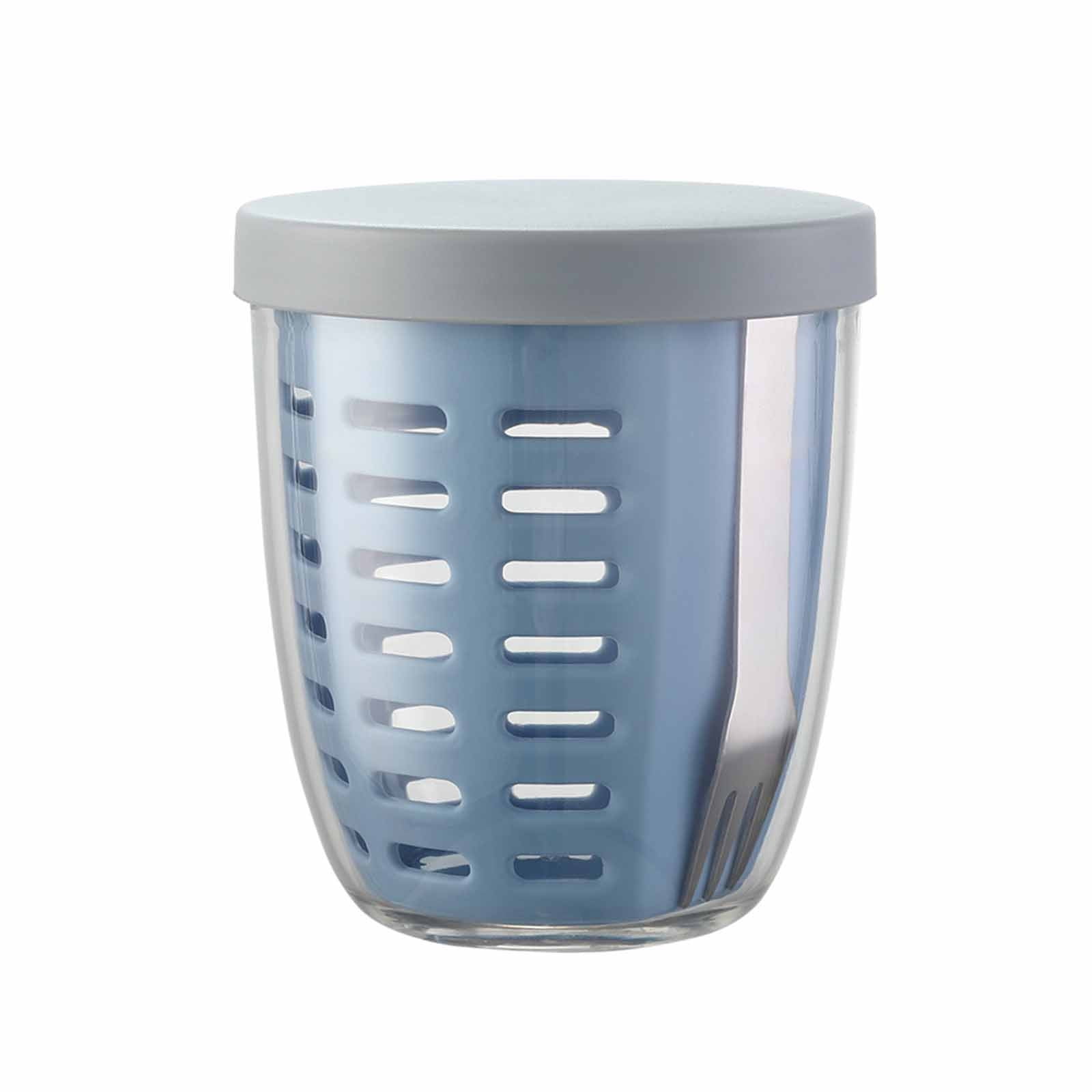 Fruit Container Cup, Storage for Lunch with Fork and Colander, Fruit ...