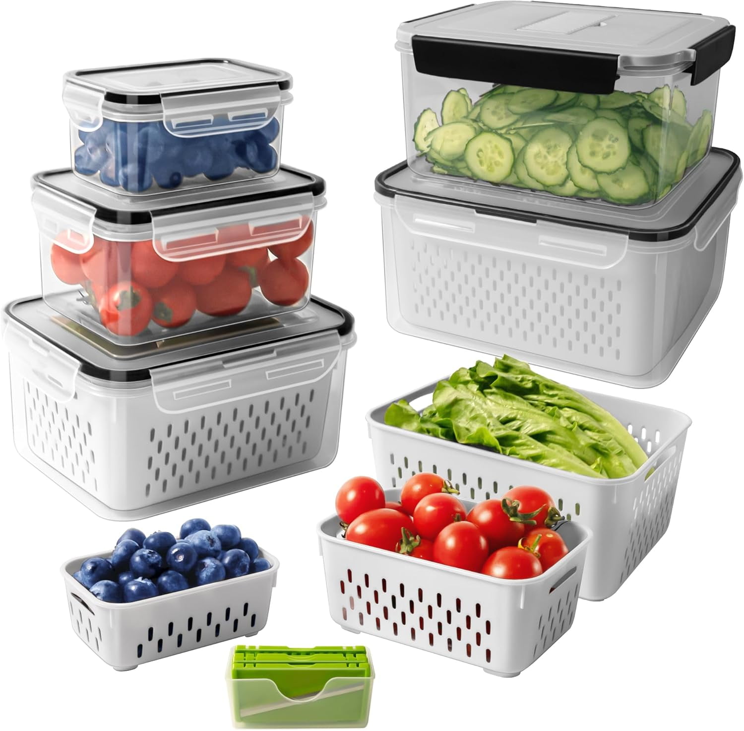 Fruit Containers for Fridge - Leakproof Food Storage Containers with ...
