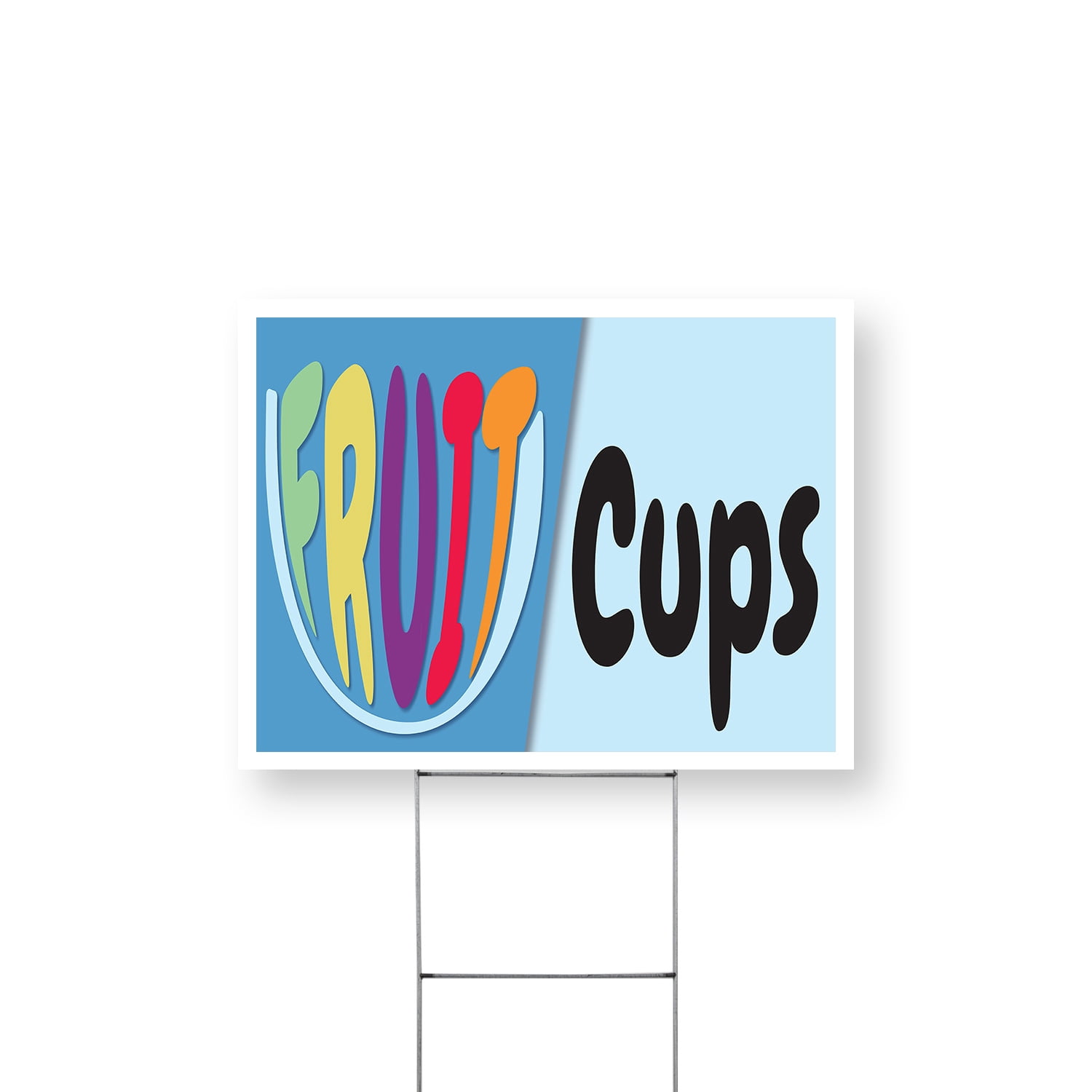 Fruit Cups Yard Sign 18 Inch x 24 Inch Single Sided Weatherproof Heavy ...