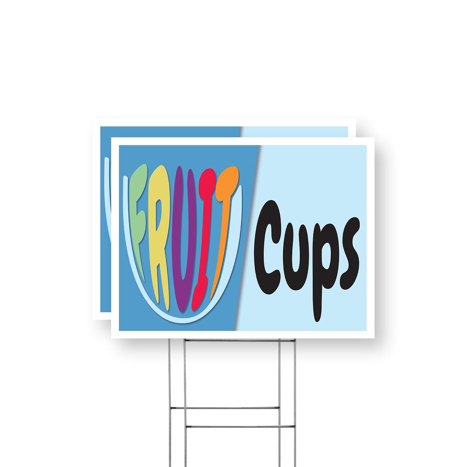 Fruit Cups Yard Sign 2 Pack of 12 Inch x 16 Inch Double Sided ...