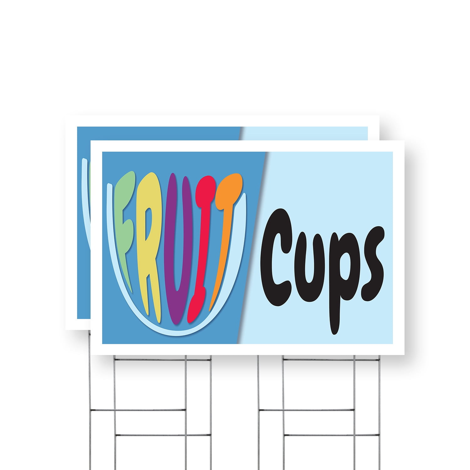 Fruit Cups Yard Sign 2 Pack of 24 Inch x 36 Inch Single Sided ...