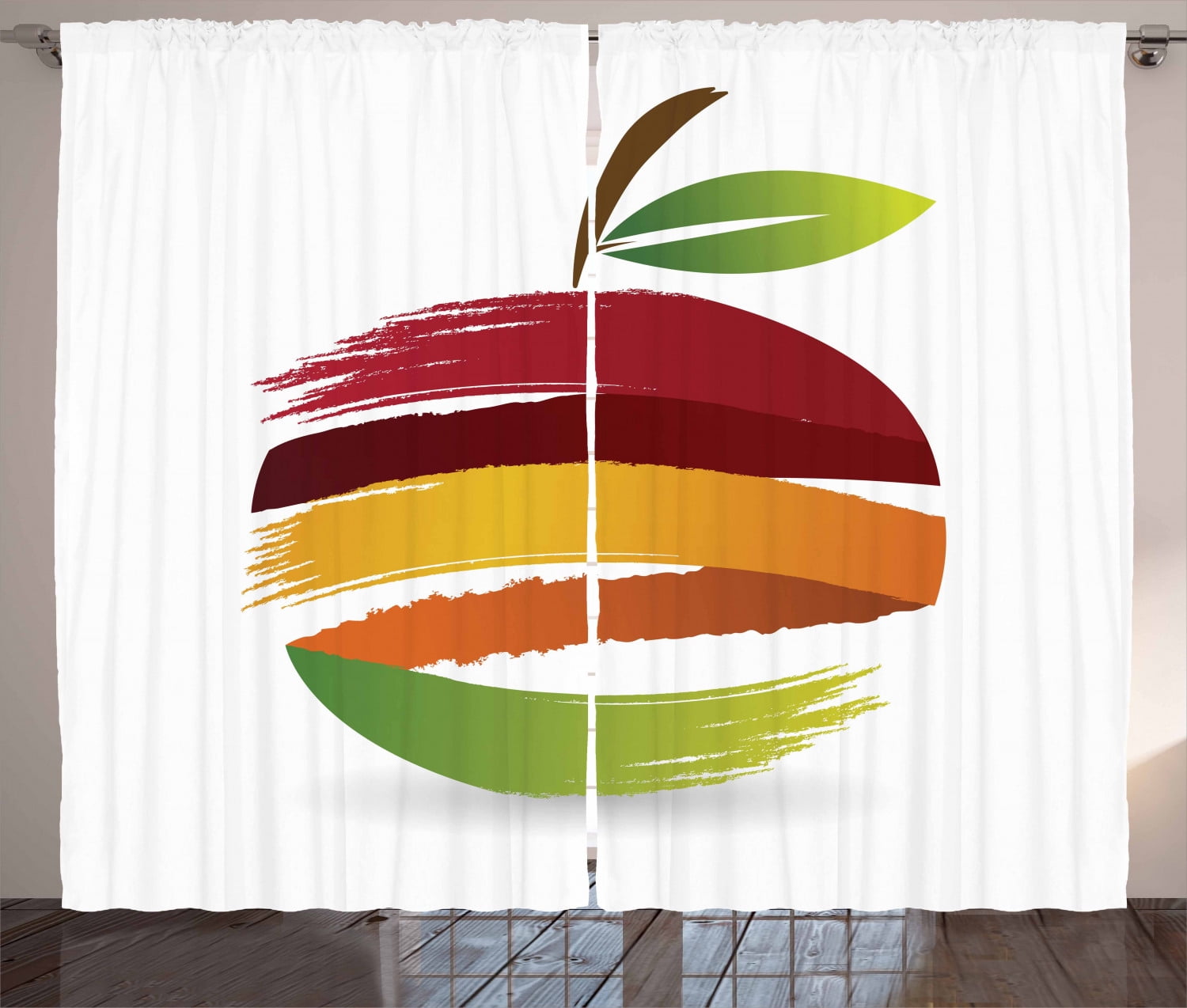 Ambesonne Fruit Curtains 2 Panel Set, Foliage Swirled Lines, 108" x 63 ...