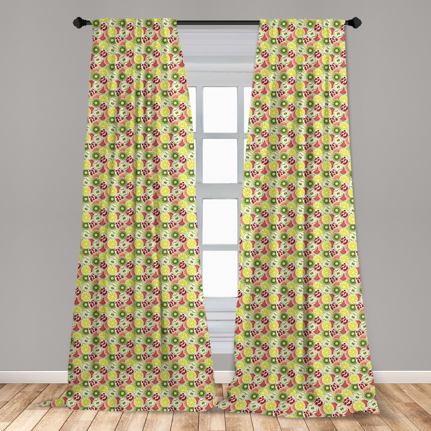 Fruit Curtains 2 Panels Set, Organic Food Themed Modern Pattern with ...