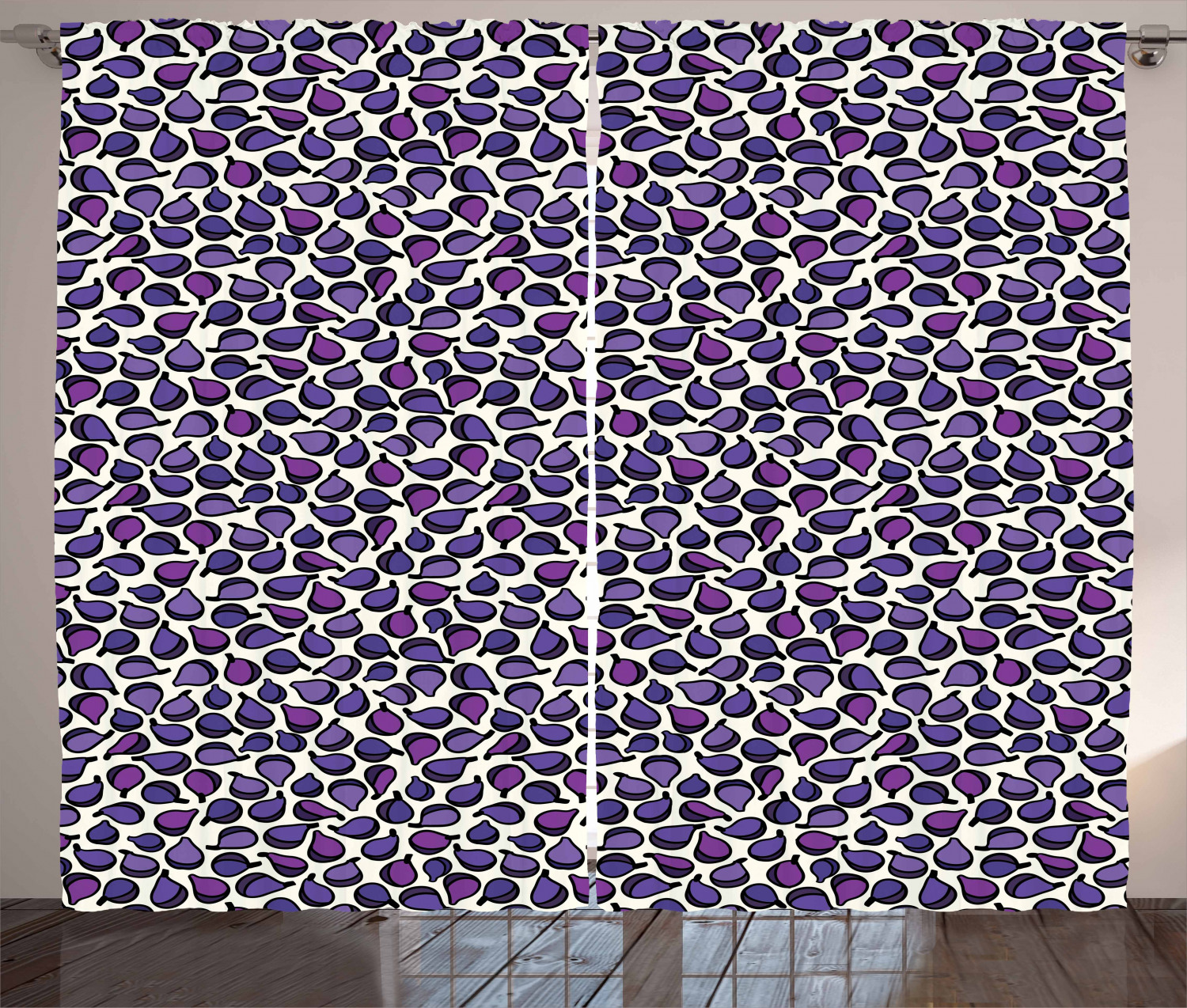 Ambesonne Fruit Curtains 2 Panel Set, Abstract Figs Purple Tone, 108" x ...