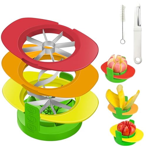 Fruit Cutter Slicer, 4 in 1 Apple Slicer with Vegetable Peeler ...