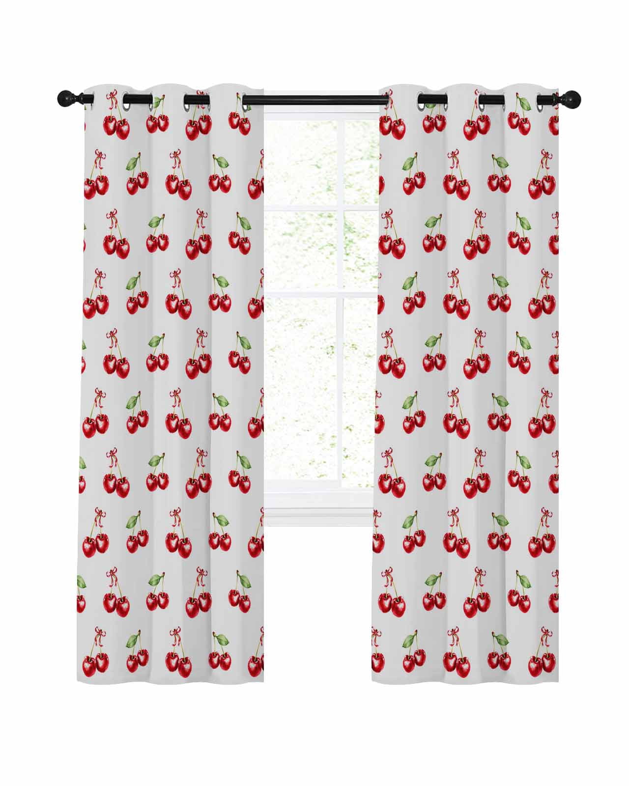 Fruit Design Blackout Curtains 72 Inch Length Cherry Berry Fruit Summer ...