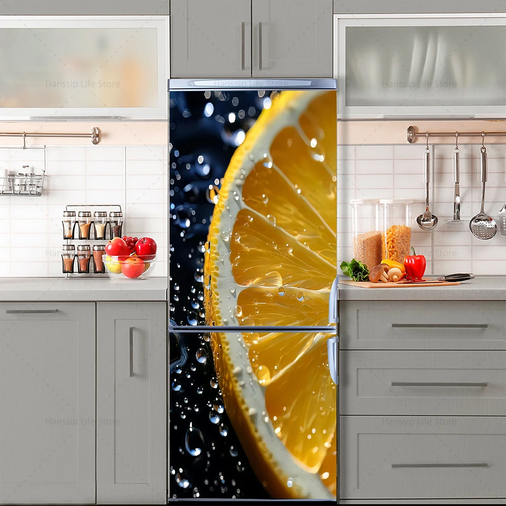 Fruit Dessert Fridge Cover Mural Sticker Waterproof PVC Delicious Cake ...