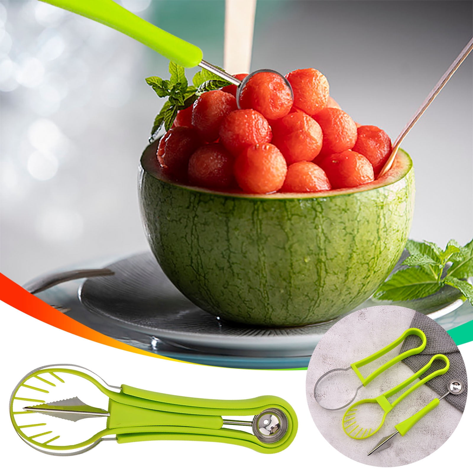 Fruit Digging Ball Machine 3-in-1 Stainless Steel Set | Carving Tool ...