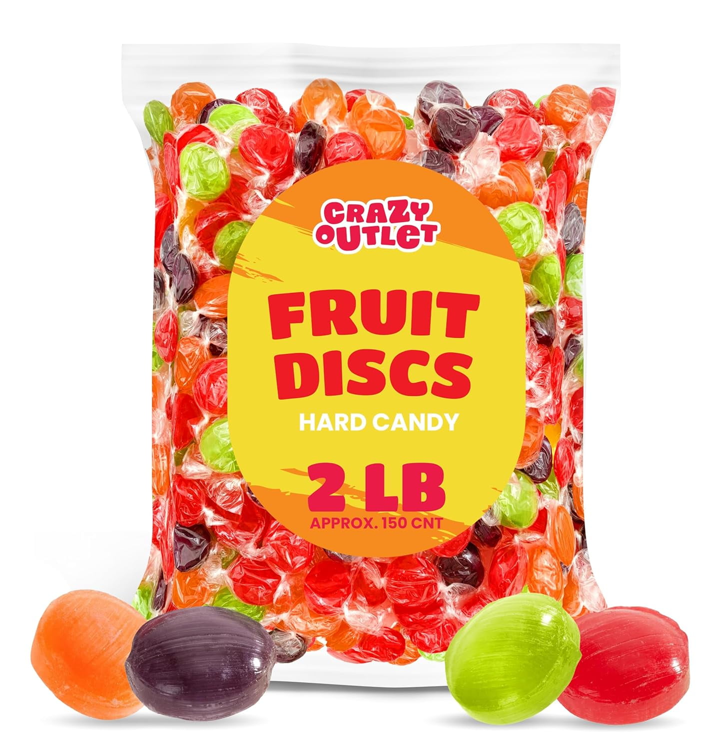 Fruit Discs Hard Candy, Assorted Flavors, 2-Pound Bulk Pack (About 150 ...