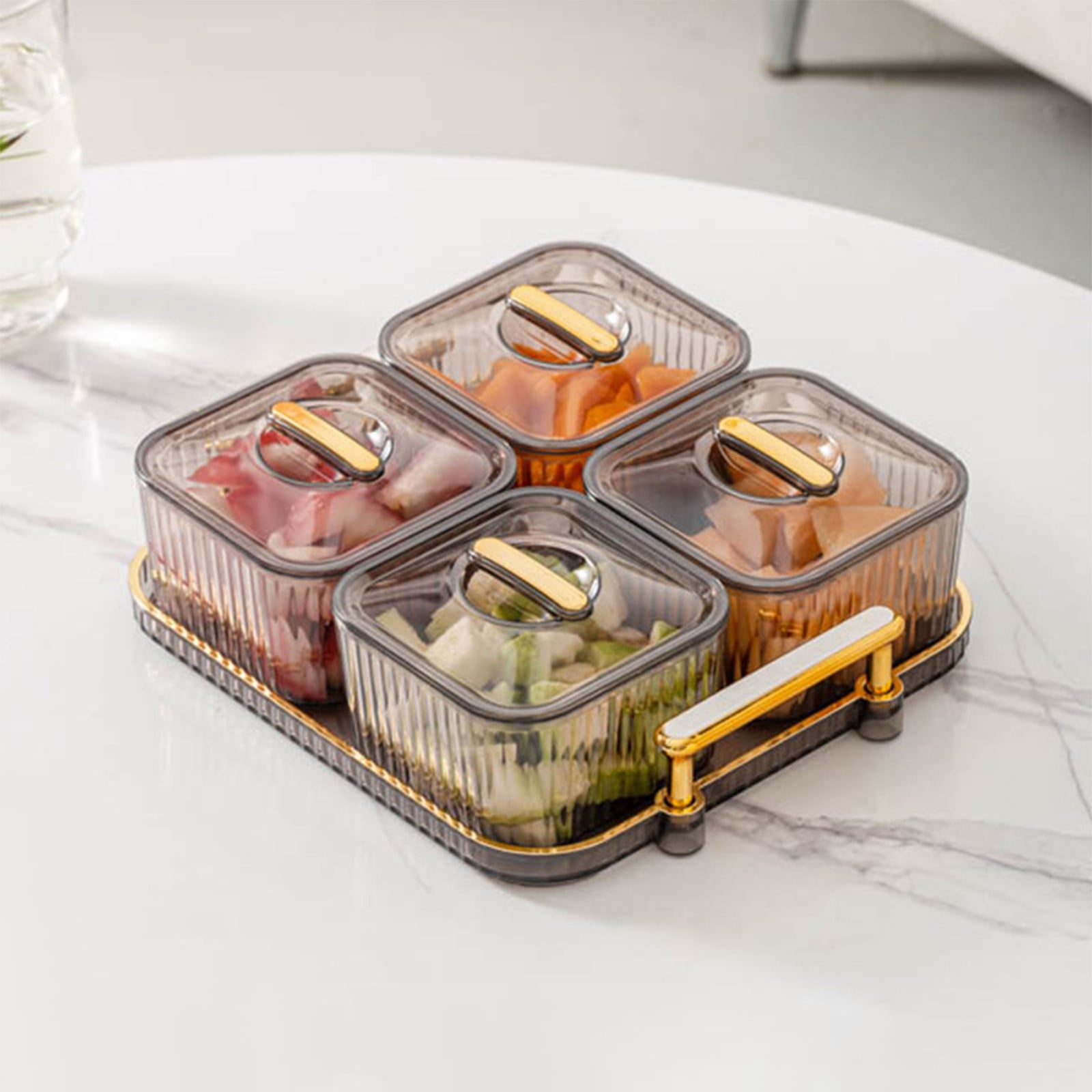 Fruit Divided Serving Tray - Removable Divided Clear Food Storage ...