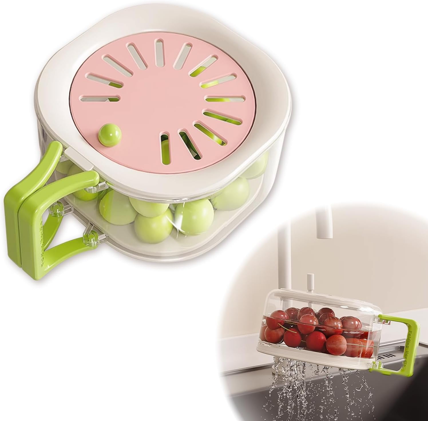 Fruit Drainer Container With Handle, 2-In-1 Draining and Preservation ...