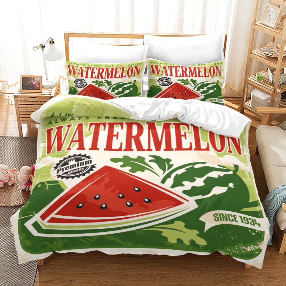Fruit Duvet Cover Set Cartoon Watermelon Summer Theme Bedding Set For ...