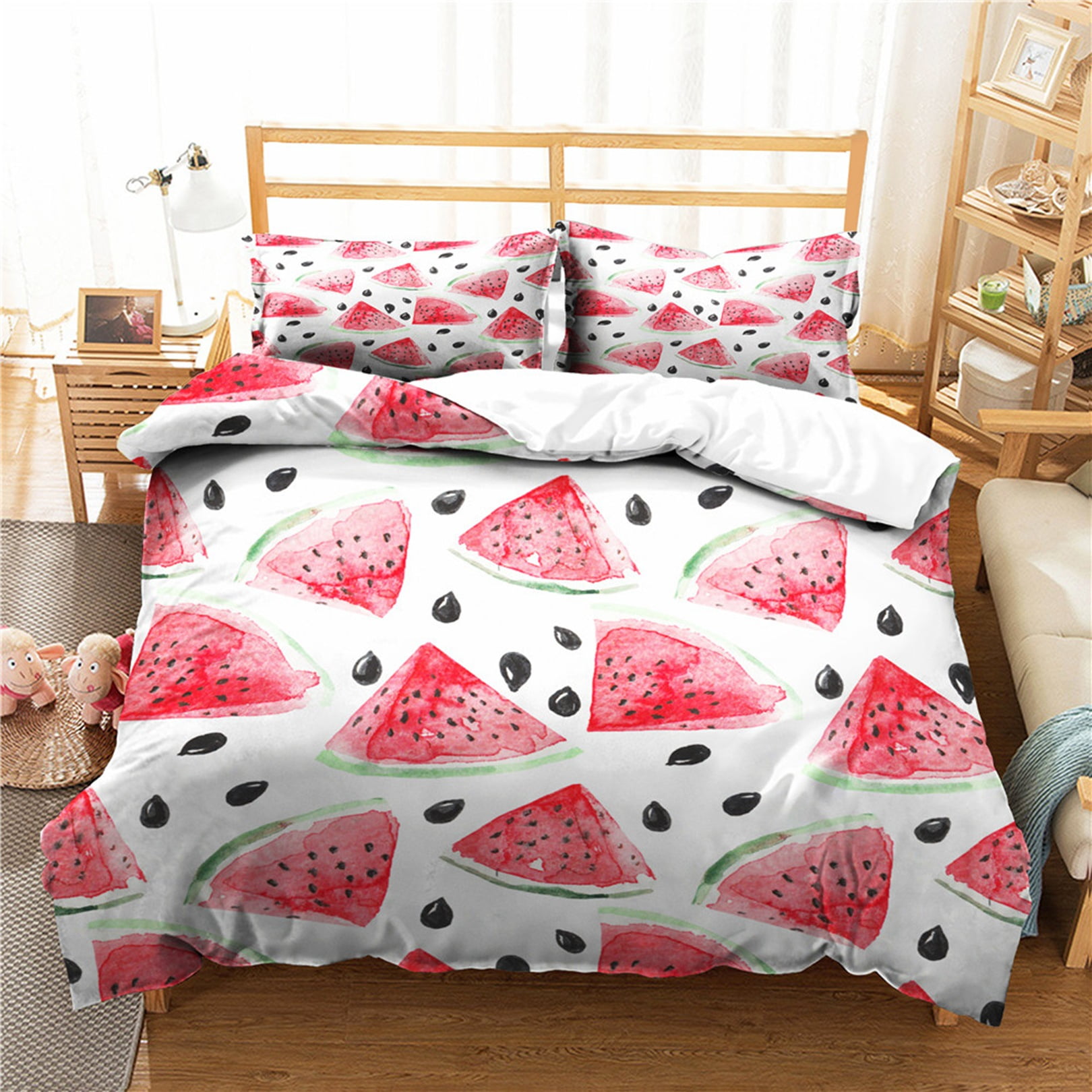 Fruit Duvet Cover Set Cartoon Watermelon Summer Theme Bedding Set For ...