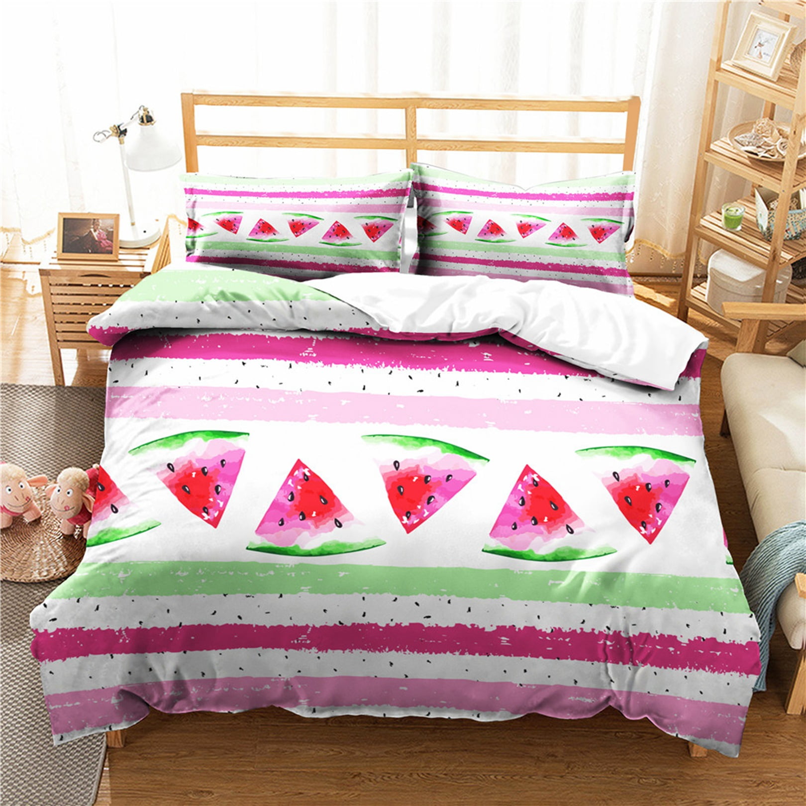 Fruit Duvet Cover Set Cartoon Watermelon Summer Theme Bedding Set for ...