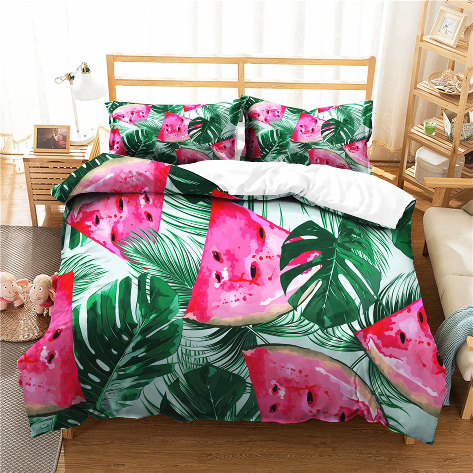 Fruit Duvet Cover Set Cartoon Watermelon Summer Theme Bedding Set for ...