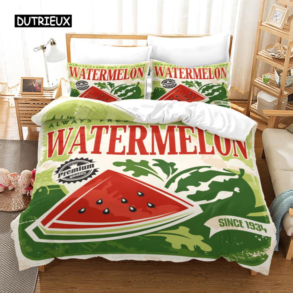 Fruit Duvet Cover Set Cartoon Watermelon Summer Theme Bedding Set for ...