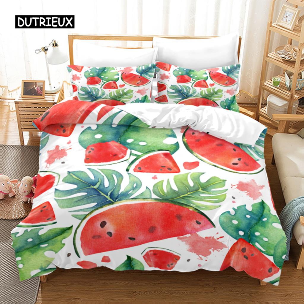 Fruit Duvet Cover Set Cartoon Watermelon Summer Theme Bedding Set for ...