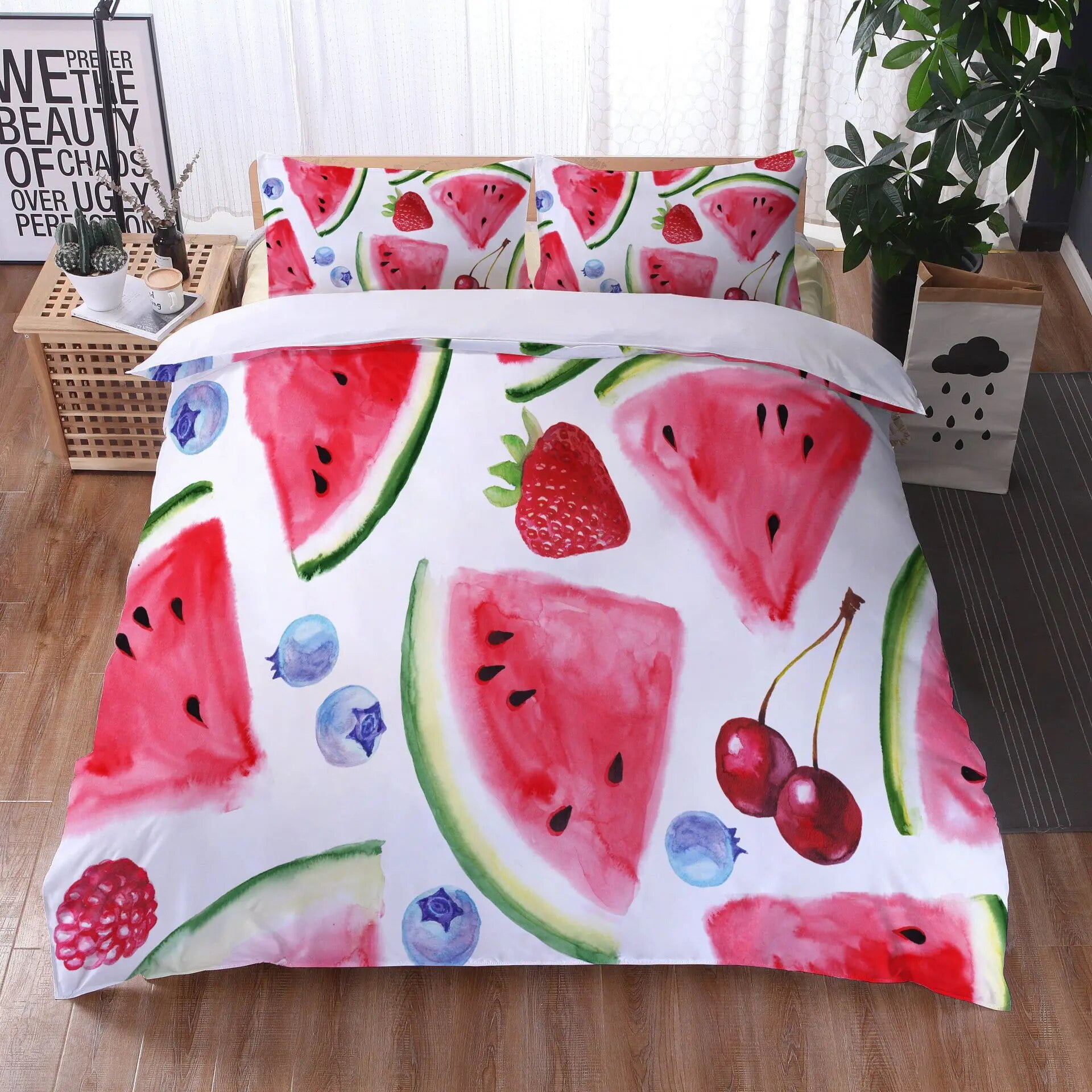 Fruit Duvet Cover Set Lightweight Brushed Microfiber Fruit Bedding Set ...