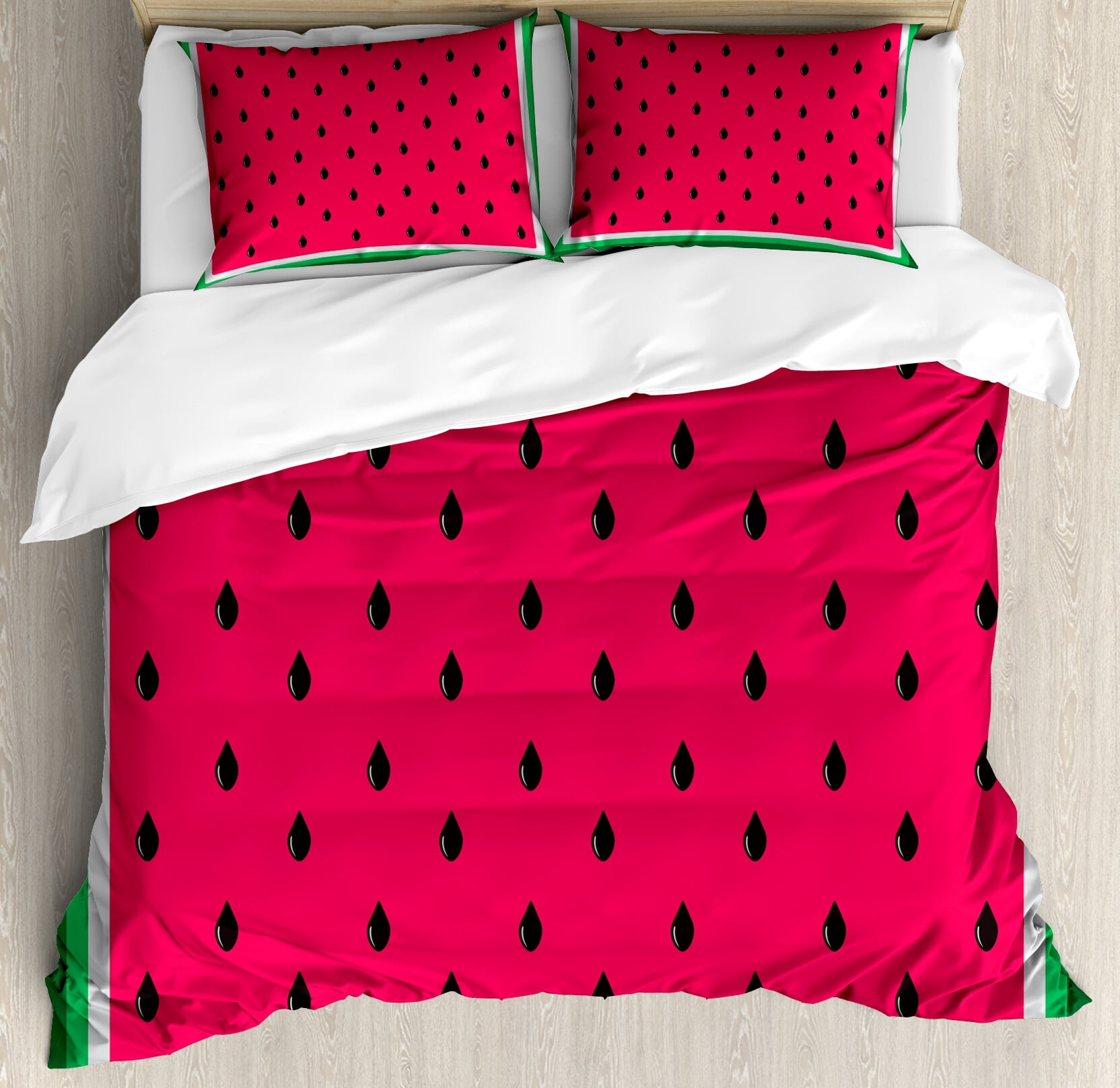 Fruit Duvet Cover Set, Pattern of Square Shaped Watermelon Slice with ...